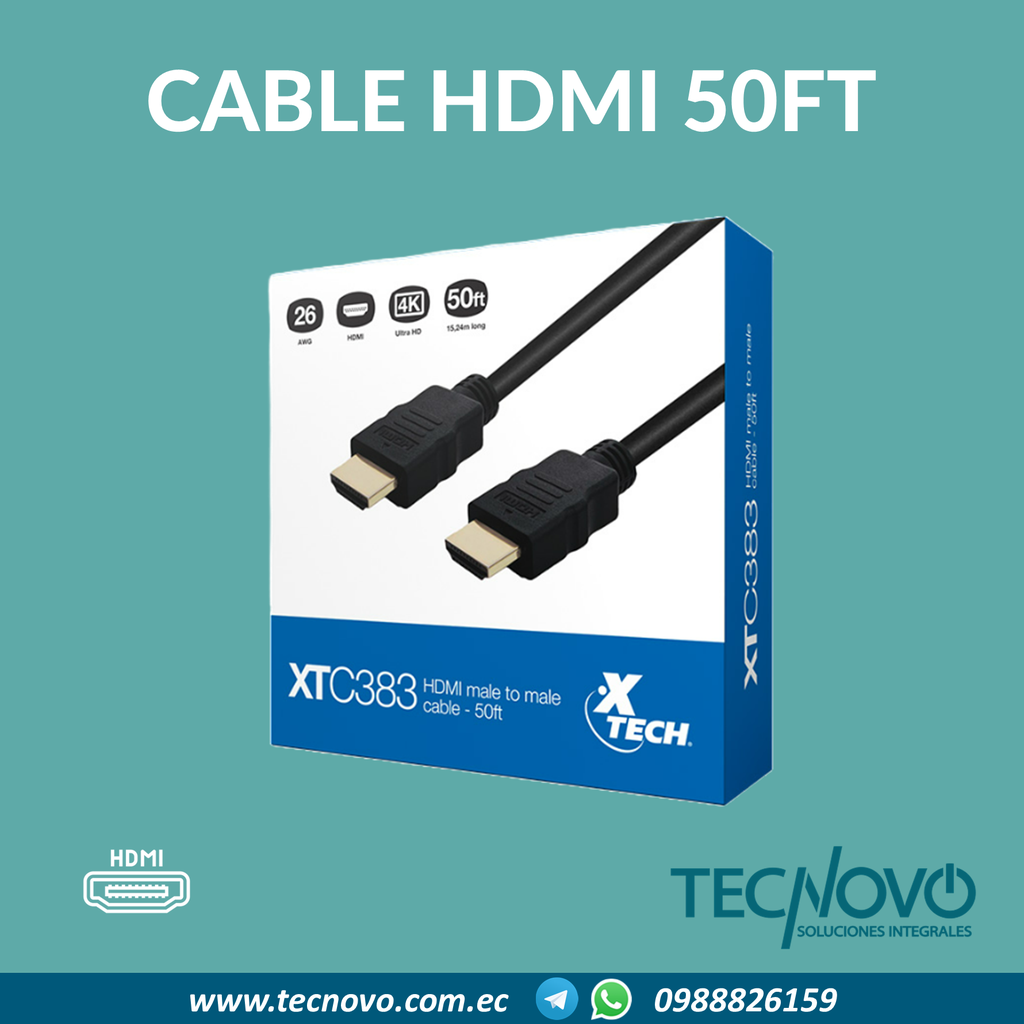 Cable HDMI XTECH XTC-370 25 pies / 7.62 mts | TECNOVO SOLUCIONES INTEGRALES